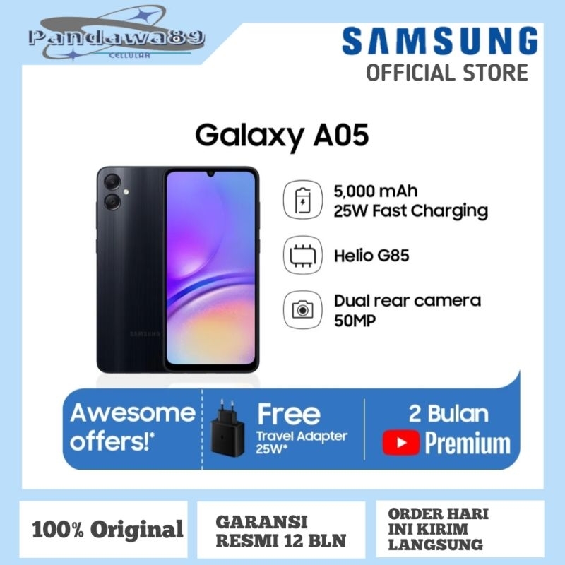 Jual Samsung A05 ram 6/128GB FREE TRAVEL ADAPTER 25WATT (Garansi Resmi ...