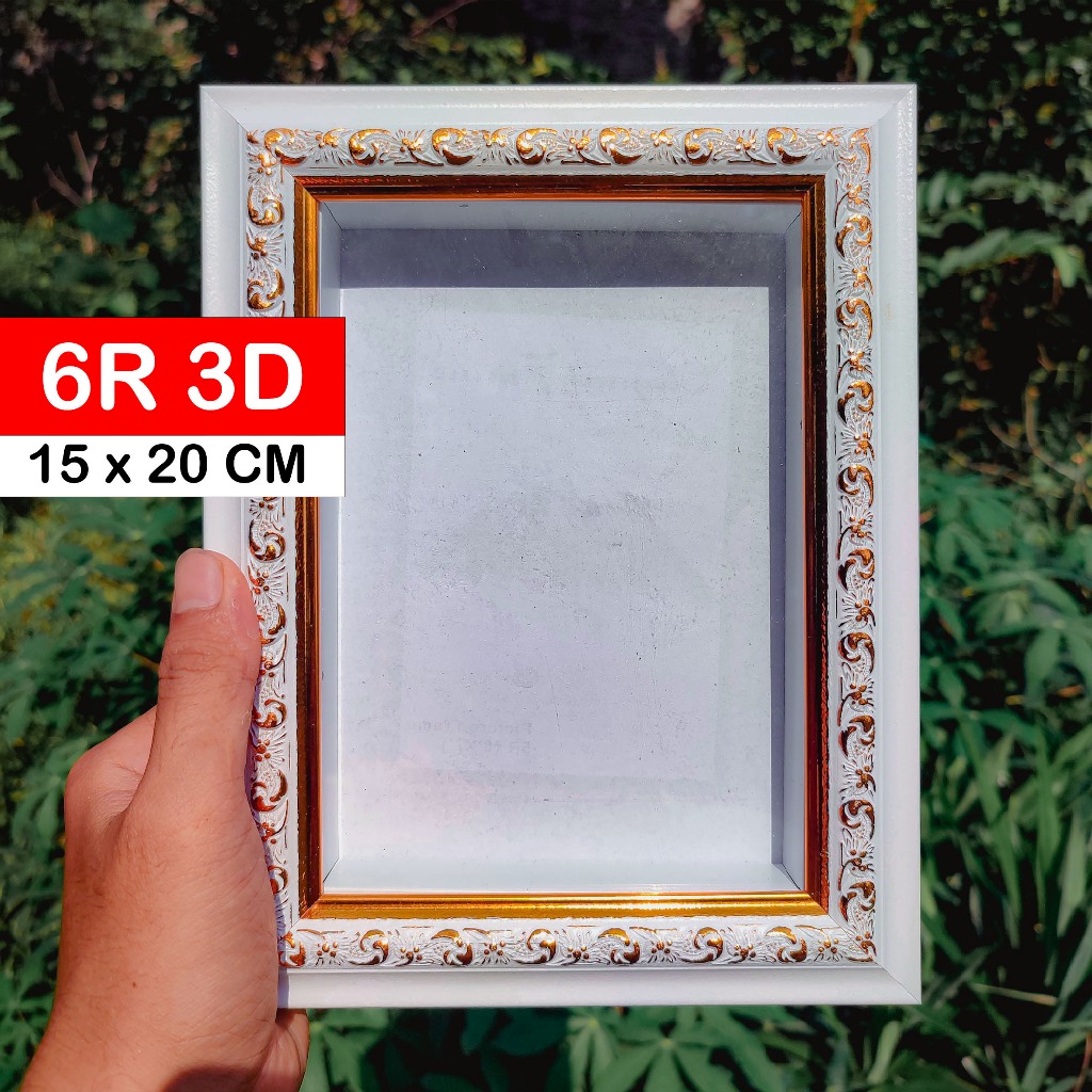 Jual BINGKAI 3D UKURAN 6R 15 X 20 / FRAME PIGURA 3D 6R UKIR PUTIH GOLD / BINGKAI MAHAR | Shopee ...