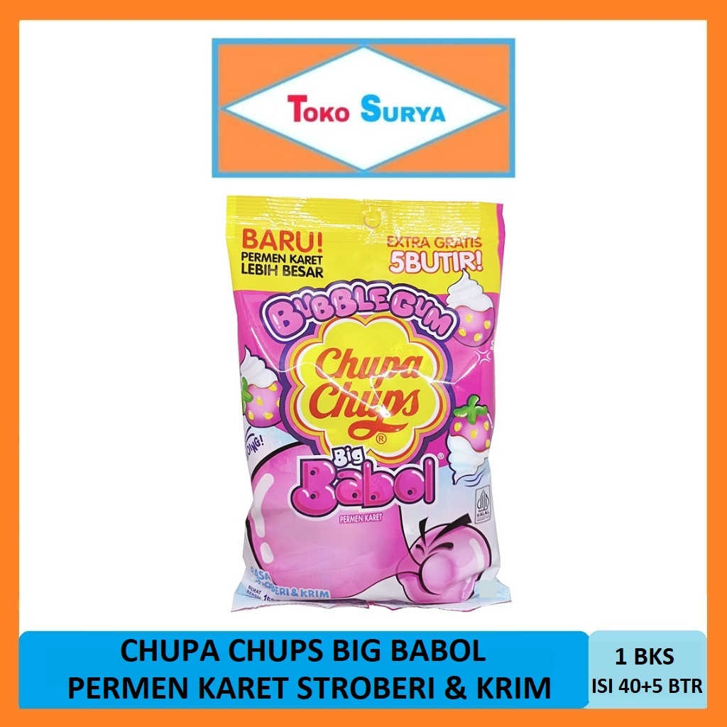 Jual Big Babol Chupa Chups Bubble Gum Permen Karet Rasa Stroberi Krim ...