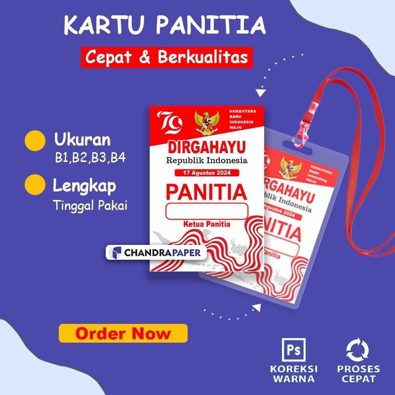 Jual Cetak Name Tag Set Panitia 17 Agustus Custom / Print ID Card Kartu ...