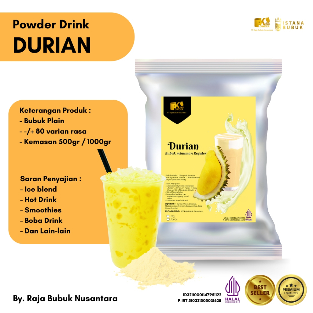 Jual Bubuk Minuman Regular Rasa Durian Powder Drink Durian Bubuk ...