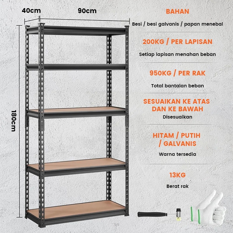 Jual Rak penyimpanan 5 tingkat / 5 susun Rak gudang Serbaguna Rak ...