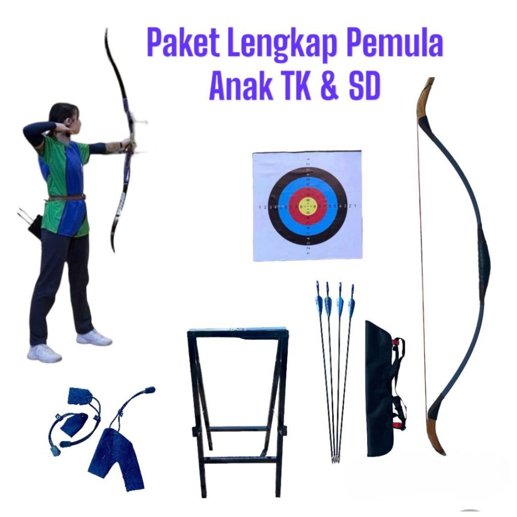 Jual PAKET PANAHAN ANAK LENGKAP + STAND BESI + BANTALAN PANAH UK 60X60 ...
