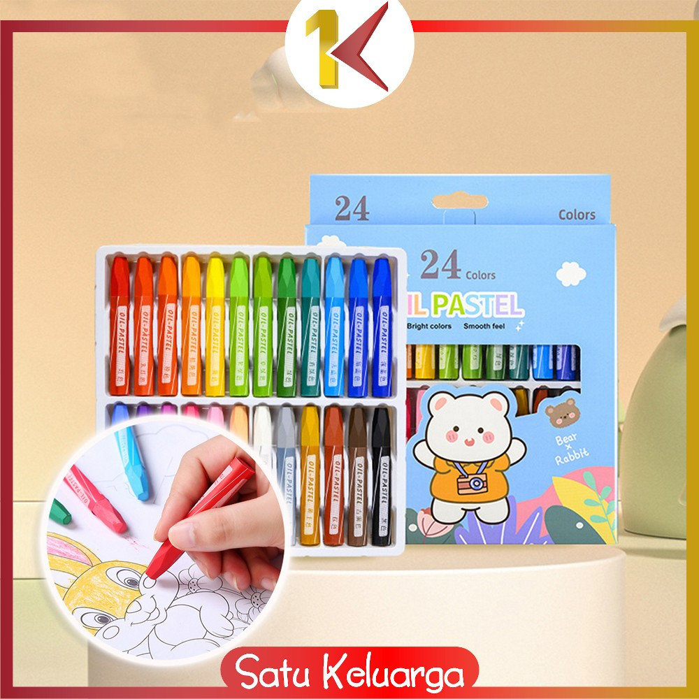 Jual SK-A99 Crayon Oil Pastel Isi 12 dan 24 Warna Motif Kartun ...