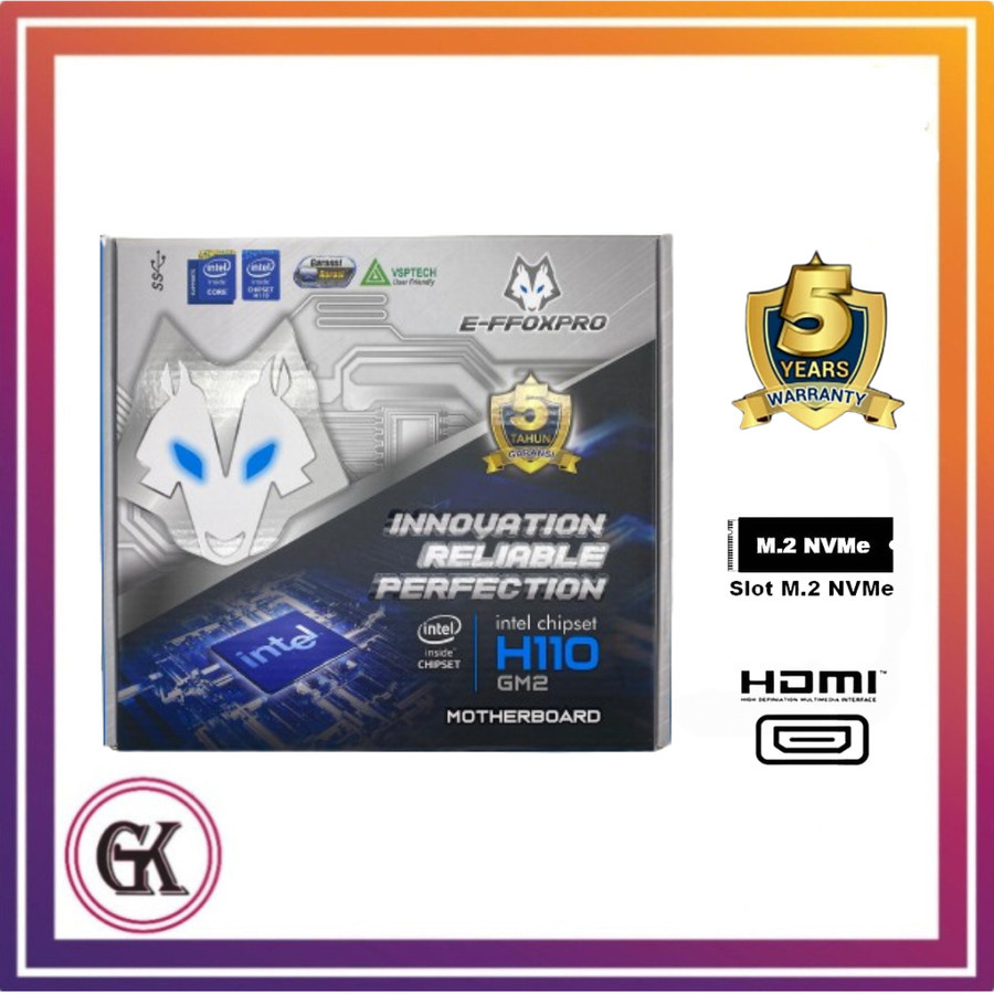 Jual MOTHERBOARD EFFOXPRO H110 GM2 ( LGA1151 / H110 / DDR4 / M2 NVME ...