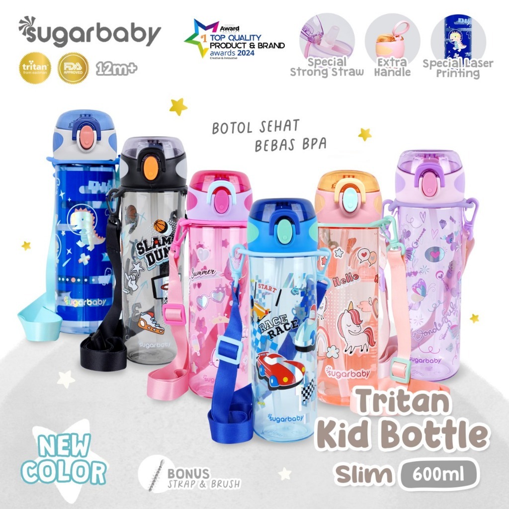 Jual Sugarbaby Tritan Kid Bottle Slim 600ml / Botol Minum / Botol Minum ...
