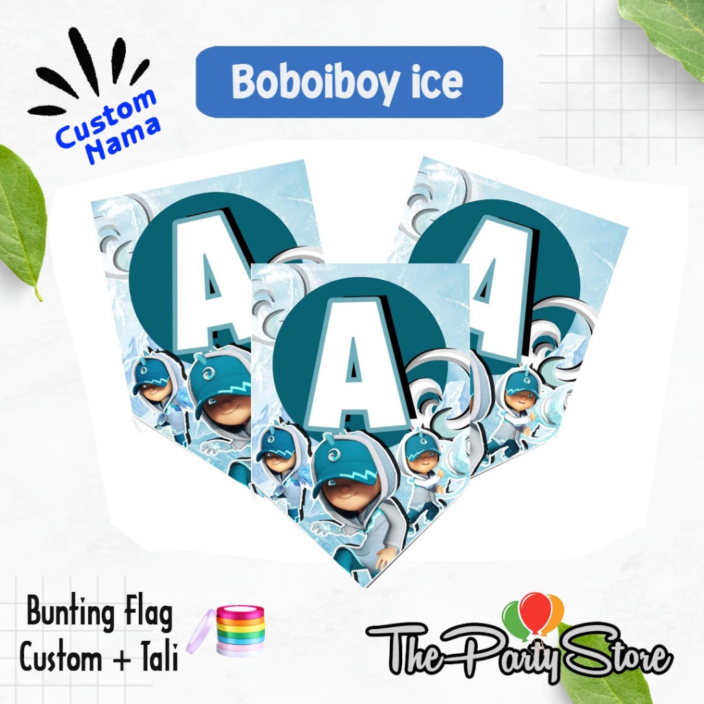 Jual Banner Bunting Flag Happy Birthday Karakter Boboi Boy Ice/Banner ...