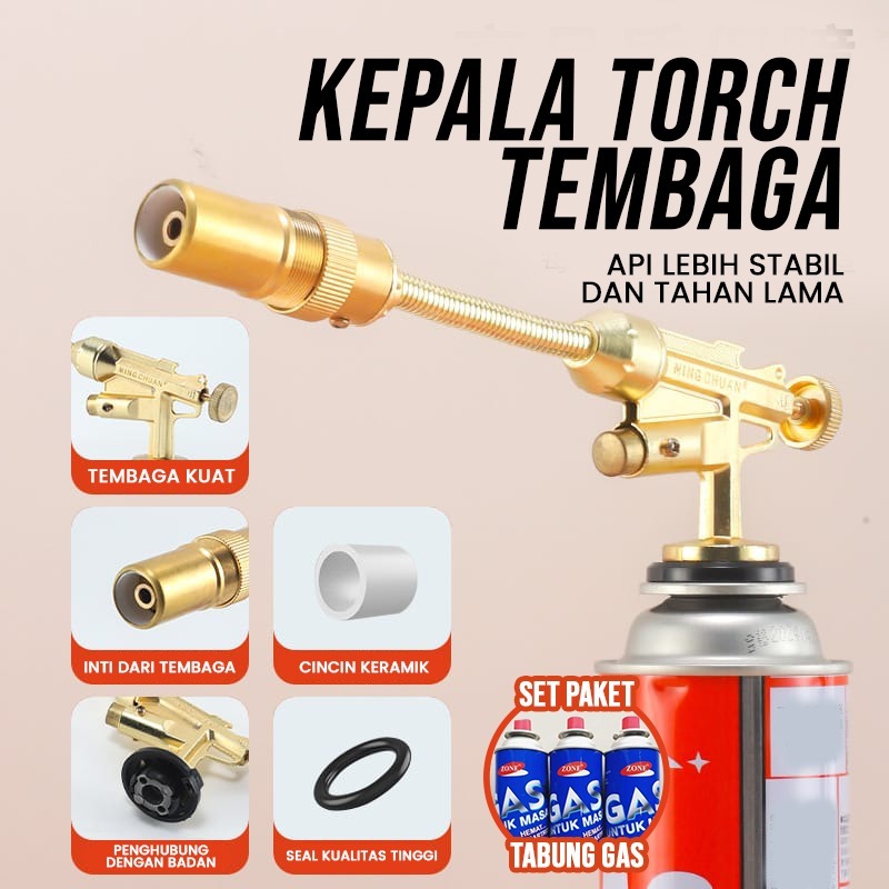 Jual BBAK Kepala Gas Blowtorch Set kaleng tabung Portable Flame Gun Las ...