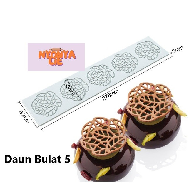 Jual LST48 Cetakan Silikon Tuile DAUN BULAT 5 Mould Mold Garnish ...