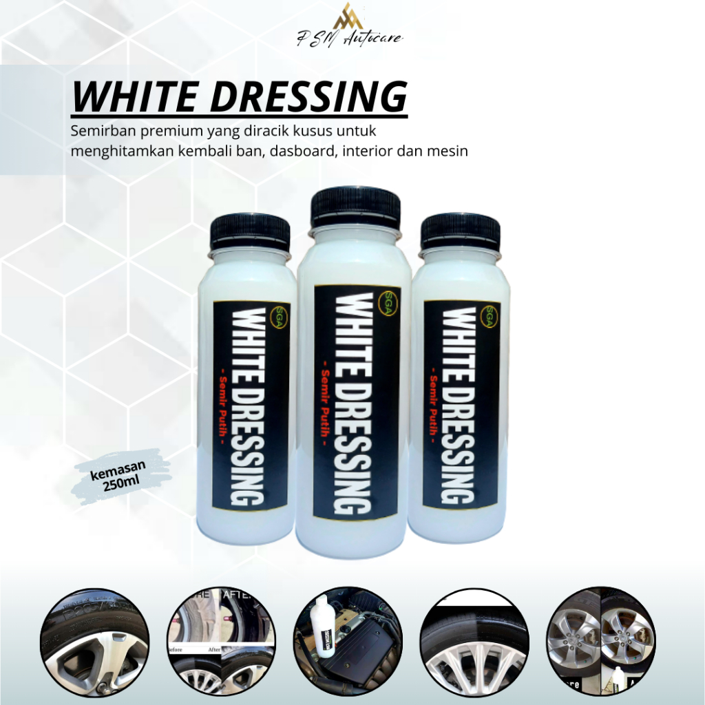 Jual SGA WHITE DRESSING 250ML, Semir Ban, Mesin, Dashboard interior ...