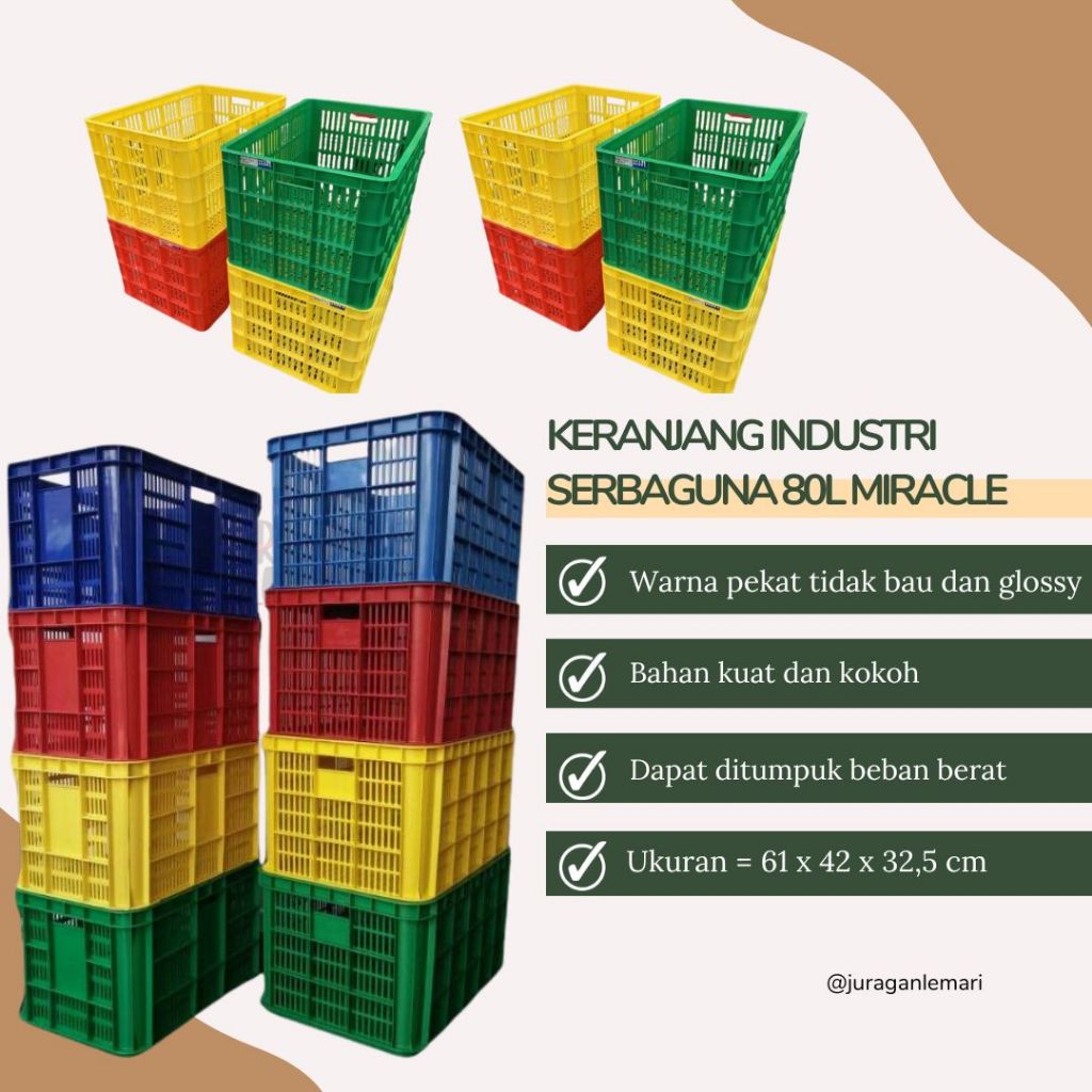 Jual KERANJANG INDUSTRI 80 LITER KERANJANG SERBAGUNA KERANJANH IKAN ...