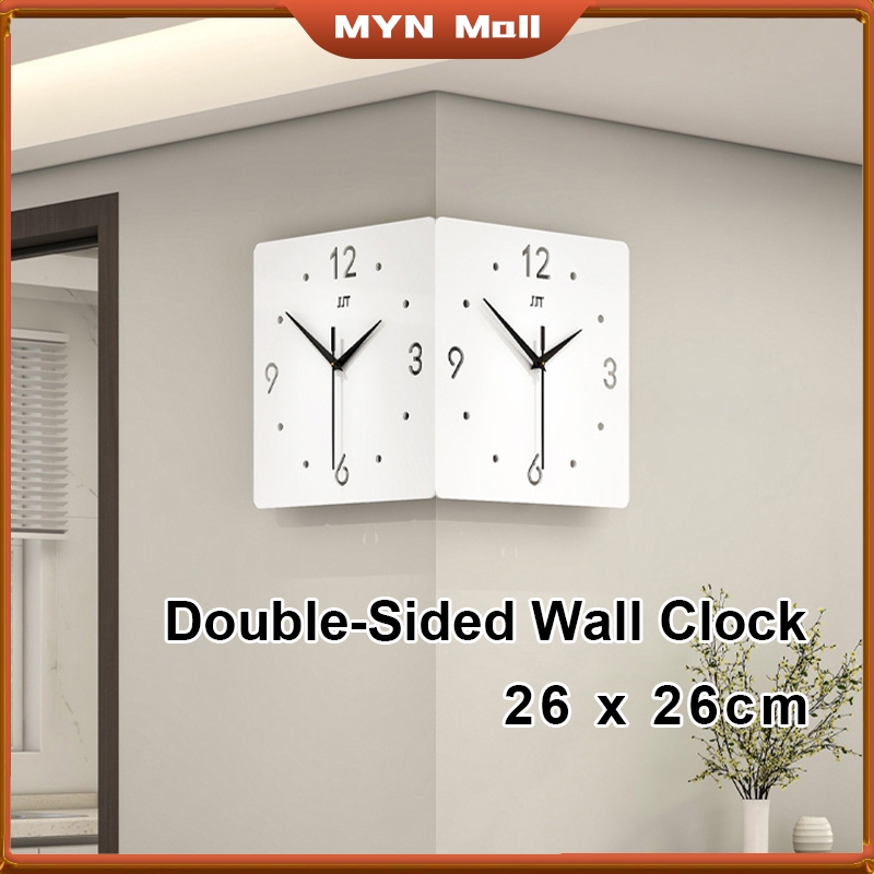 Jual Jam Dinding Creative Double-Sided Wall Clock Corner Clock Double ...