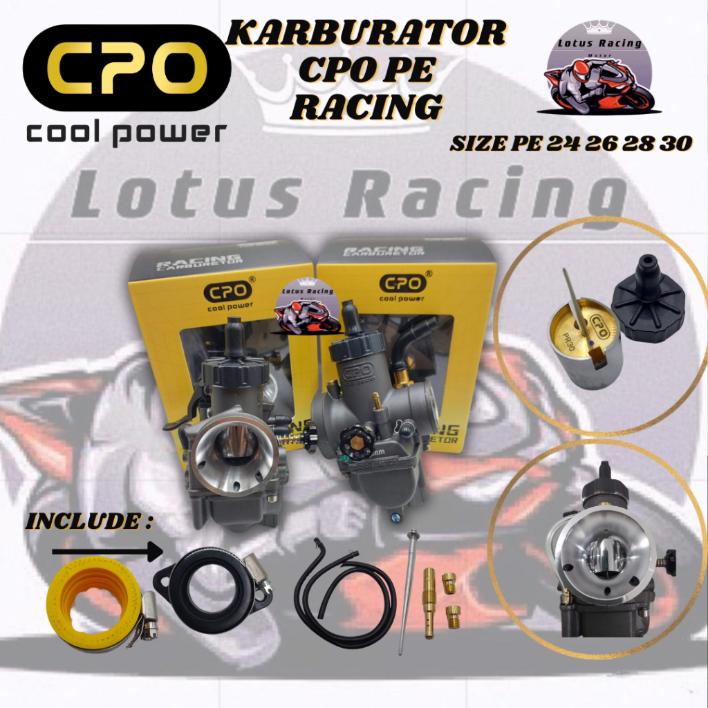 Jual KARBURATOR CPO PE 24 26 28 30MM GEN 2 RACING BLACK BONUS PILOT JET MAIN JET JARUM KARET ...