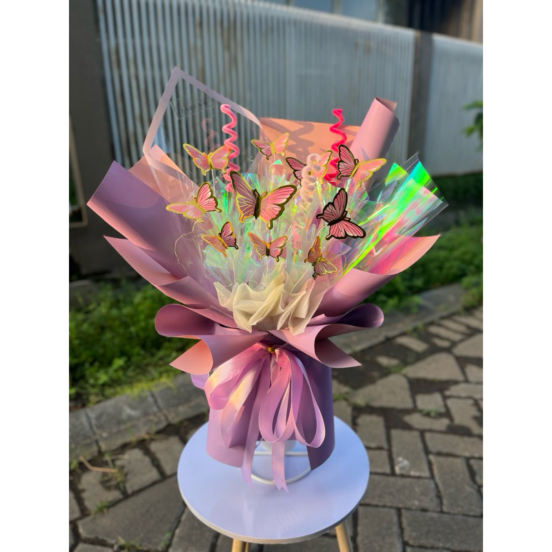Jual BUKET BUNGA KUPU KUPU LAMPU LED HADIAH ULANG TAHUN WISUDA ...
