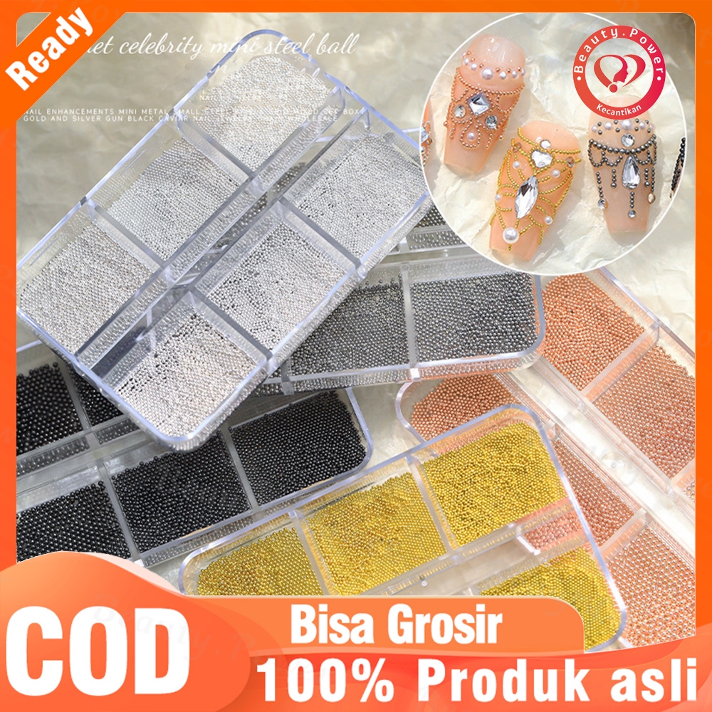Jual 6 Sekat/ Kotak Manik-Manik Bola Metal 3d Untuk Dekorasi Nail Art ...