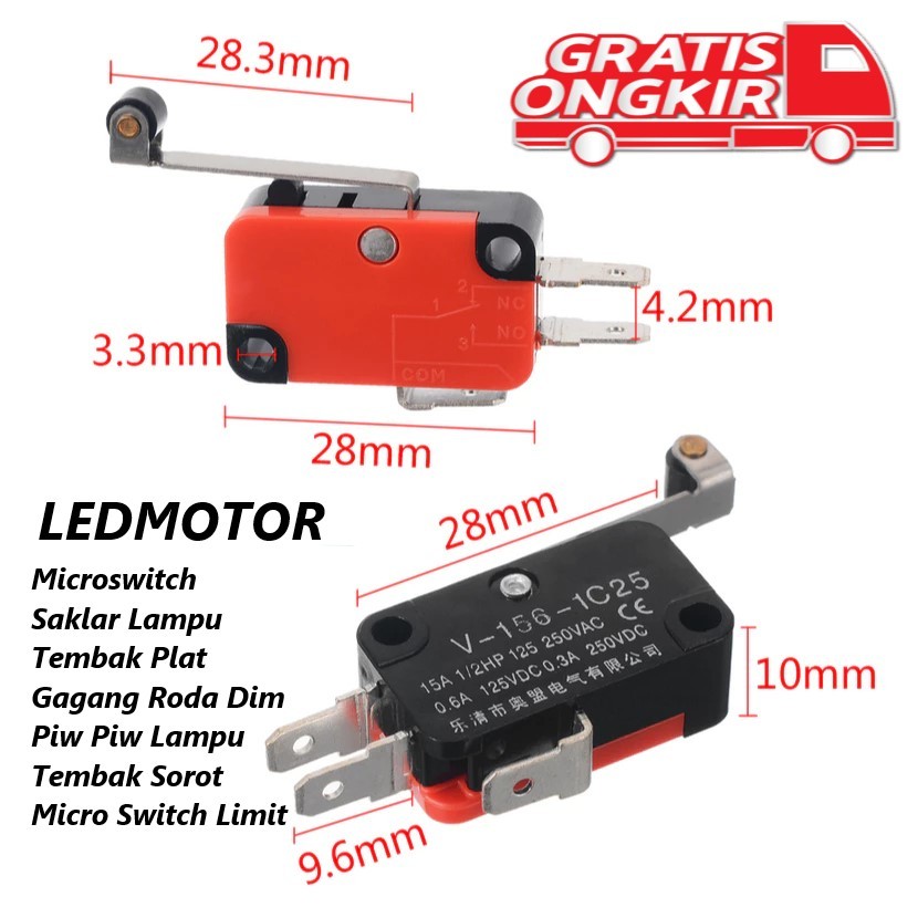 Jual Microswitch Saklar Lampu Tembak Plat Gagang Roda Dim Piw Piw Lampu Tembak Sorot Micro ...