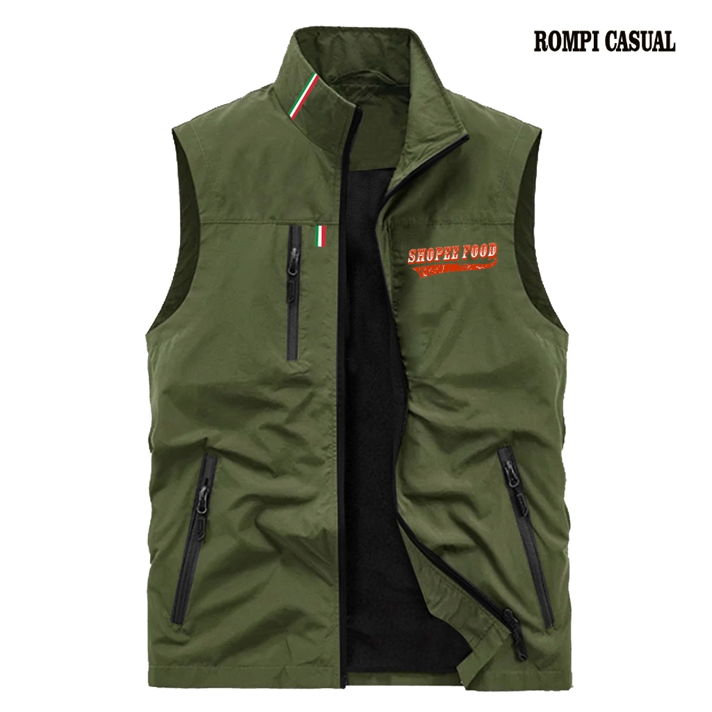 Jual CUSTOM!!! Jaket rompi taslan shopeefood waterproof rompi kasual ...