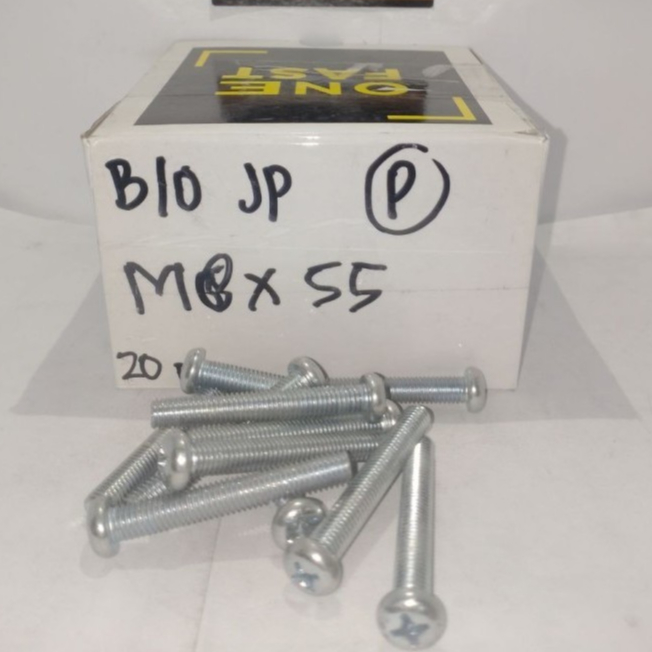 Jual Baut JP Besi Putih, Baut Obeng Plus Ukuran M8 x 55 P1.25 | Shopee Indonesia