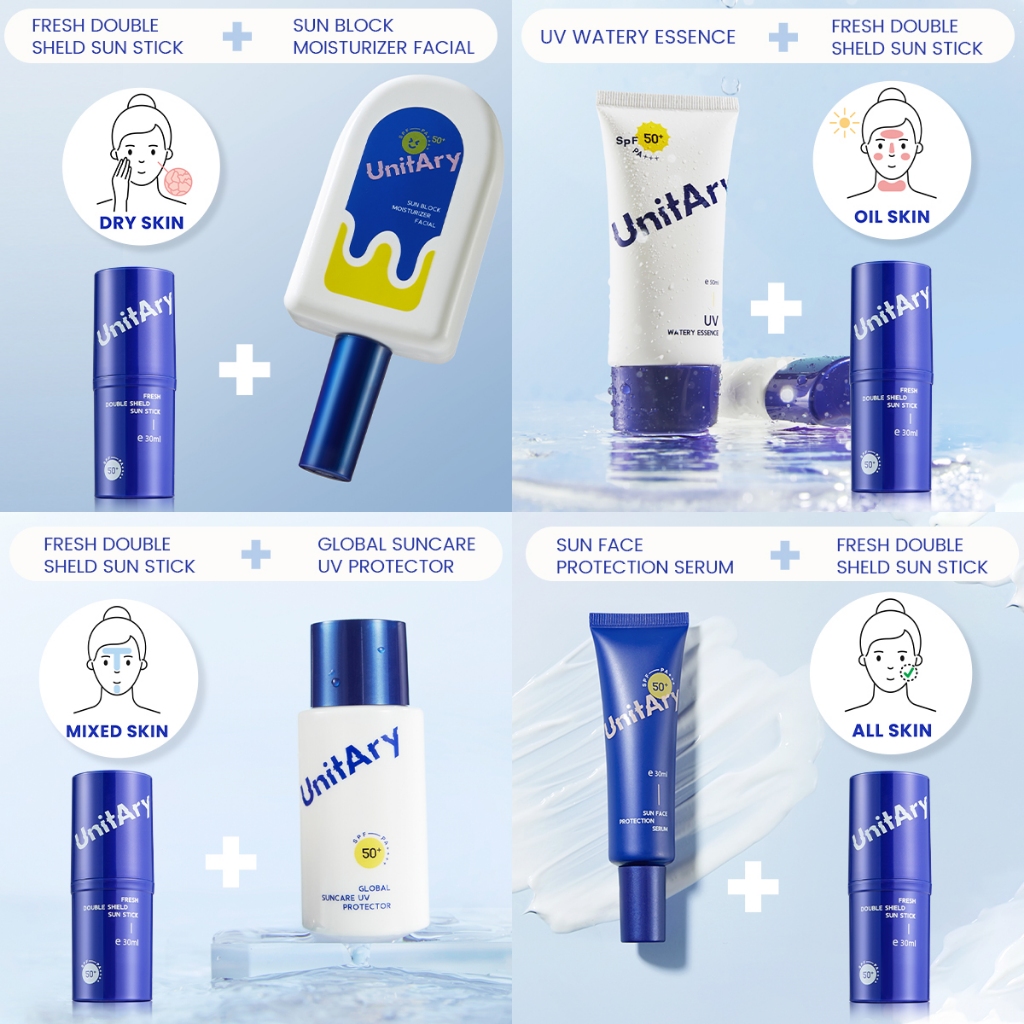 Jual UNITARY All Skins Sunscreen SPF 50+/PA++++&UNITARY FRESH DOUBLE ...