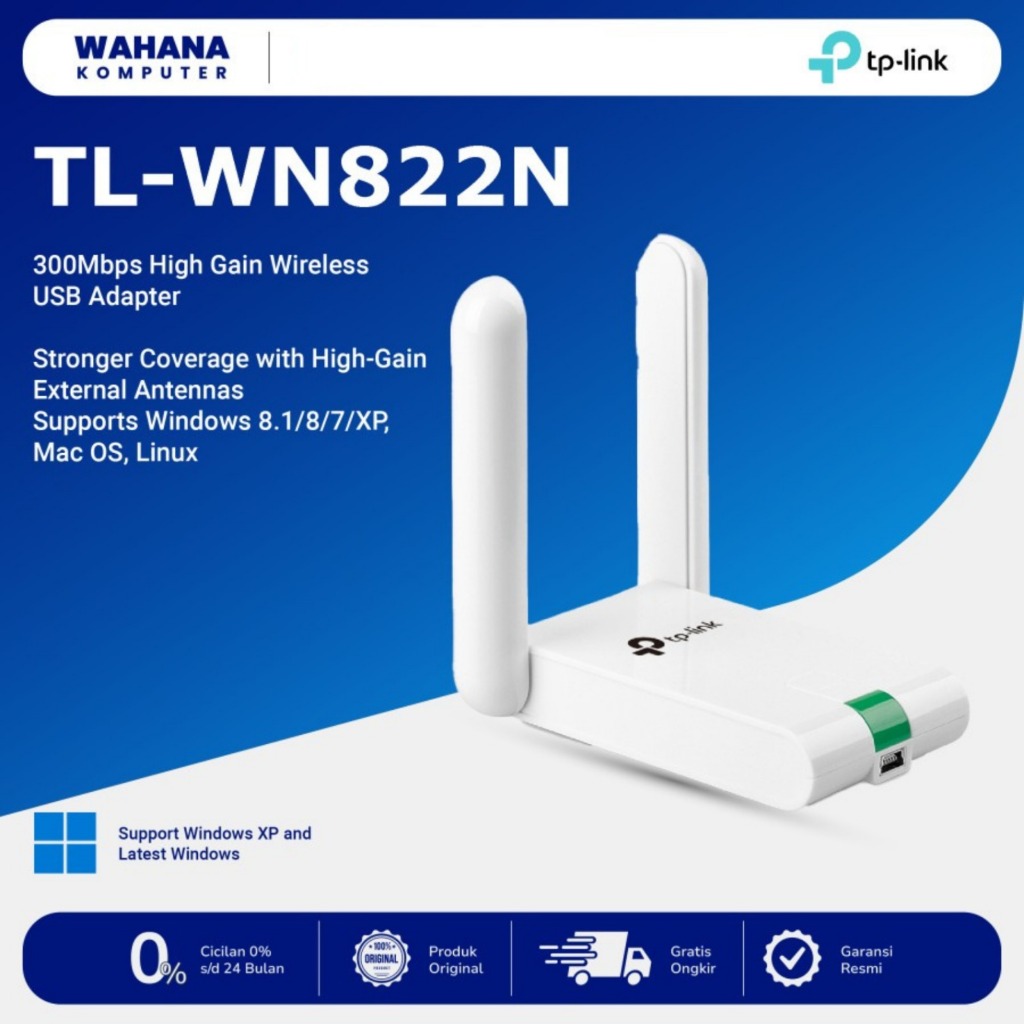 Jual TP-Link TL-WN822N 300Mbps High Gain Wireless USB Adapter | Shopee ...