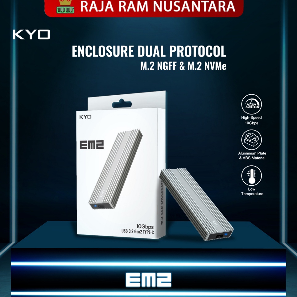 Jual KYO EM2 M2 NVMe NGFF Enclosure 1Gbps SSD M2 NGFF NVME USB Type C ...