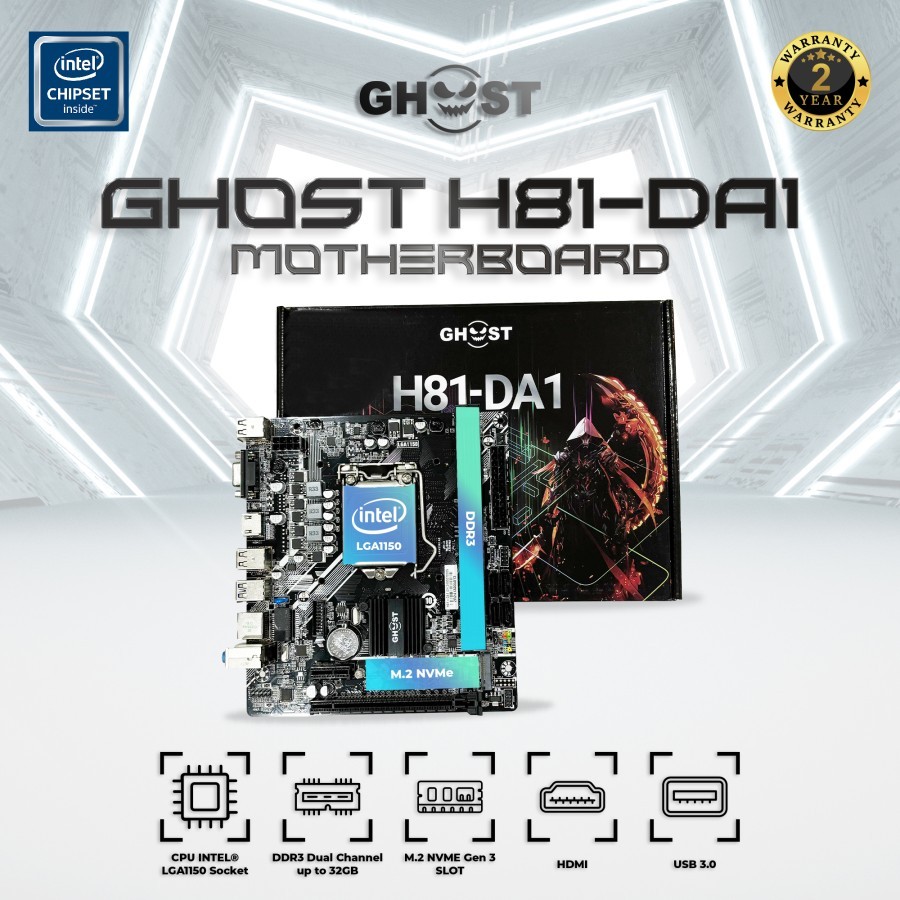 Jual MOTHERBOARD GHOST H81-DA1 DDR3 NVMe SOCKET LGA 1150 INTEL / H81 ...