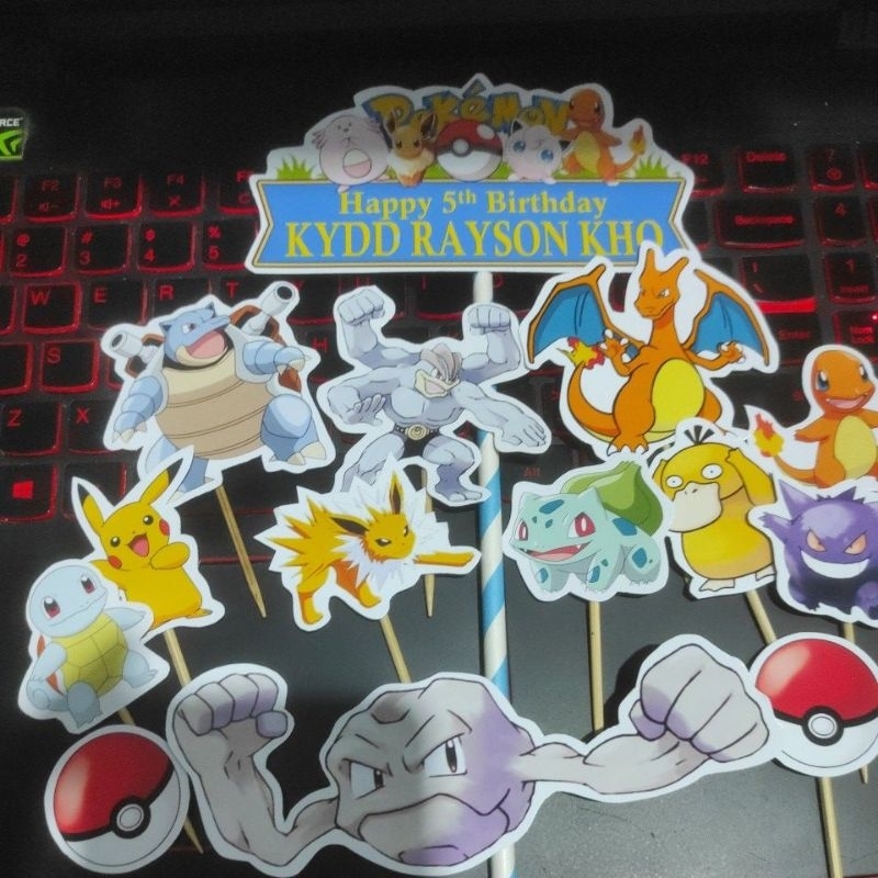 Jual cake topper hiasan kue pokemon geodude psyduck pikachu gengar ...