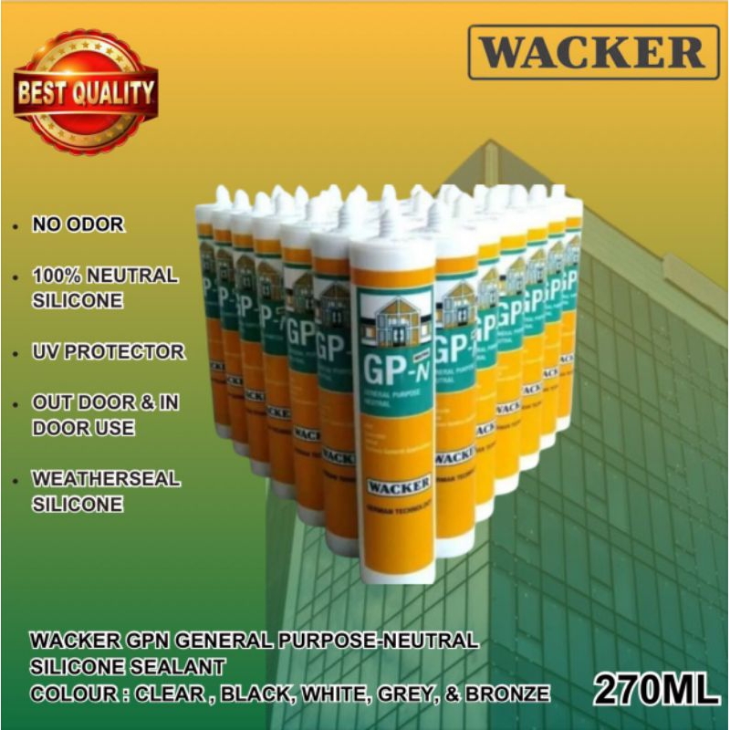 Jual Lem Silikon Kaca/Silicone Sealant Neutral WACKER GPN NETRAL 270ml ...