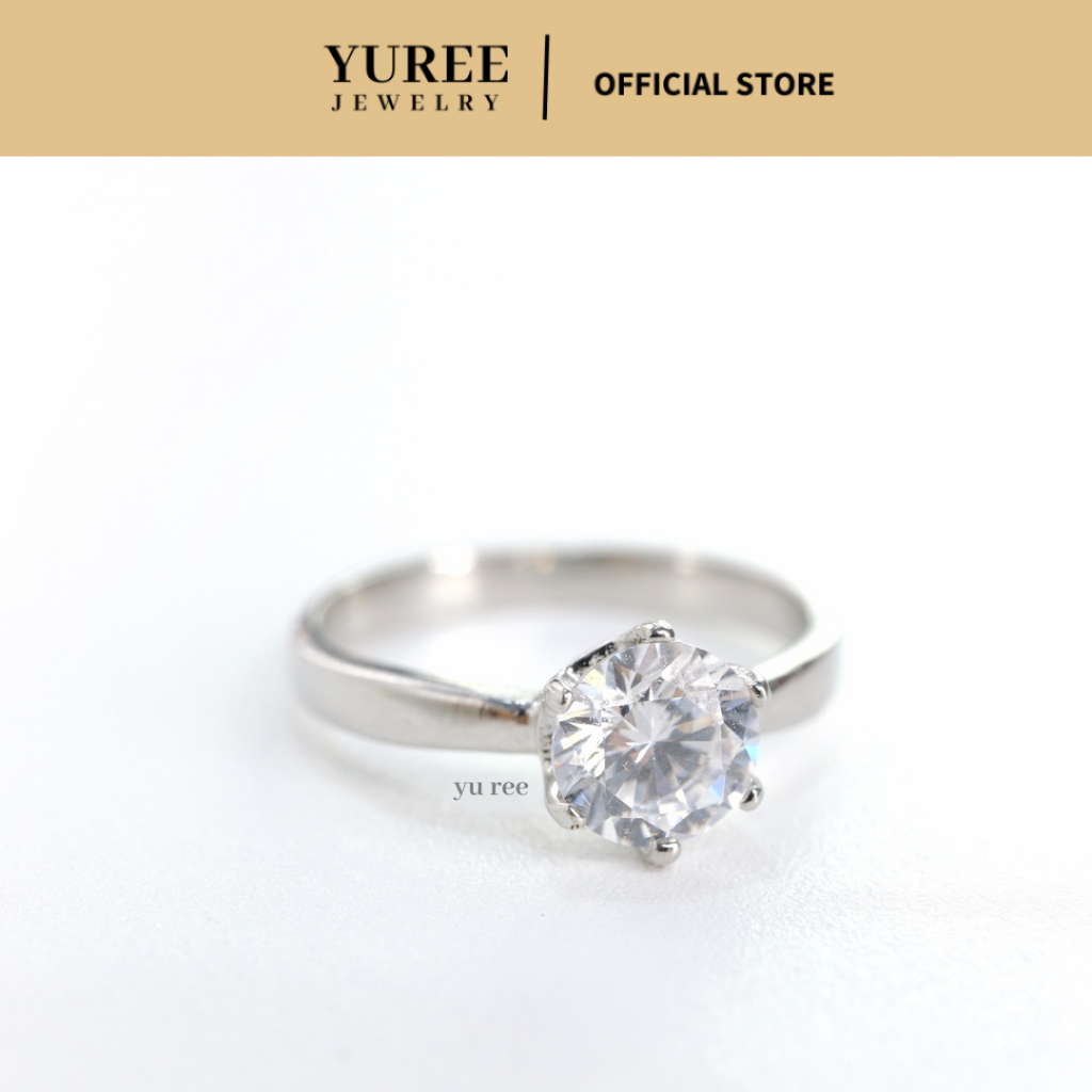 Jual YUREE • Olivia Ring • Cincin Solitaire Permata Satu Titanium ...