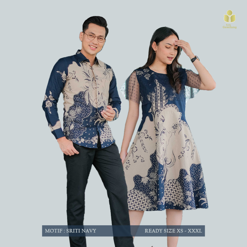 Jual BATIK GEMILANG - Motif Srity Navy | Shopee Indonesia