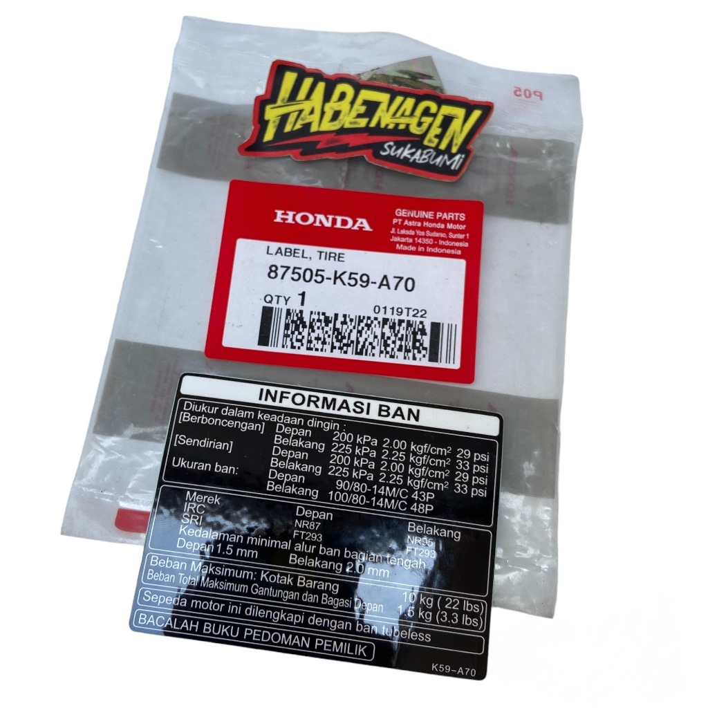 Jual STIKER PERINGATAN TEKANAN BAN VARIO 150 LED NEW | stiker sticker ...