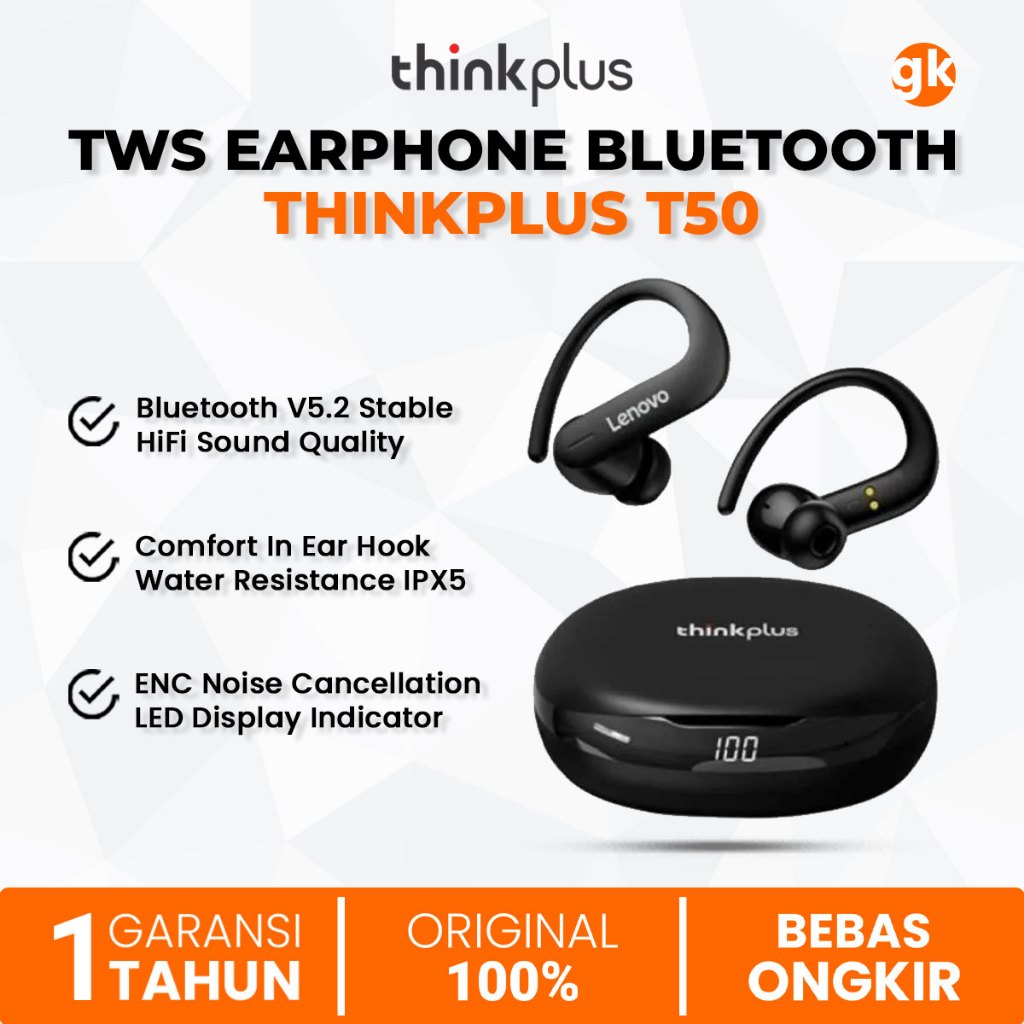 Jual THINKPLUS T50 TWS Earphone Bluetooth 5.2 Wireless Headset Earbuds ENC Waterproof Sport ...