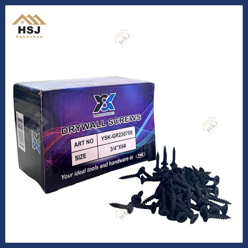 Jual Skrup Sekrup Gypsum Gipsum Baja Drywall Screw 1 kotak 1 box 3/4 Inch 1 Inch 1 1/2 Inch 1 1/ ...