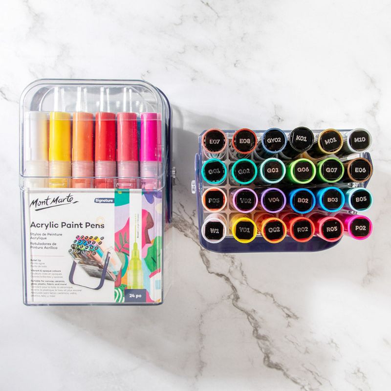 Jual (IAS) Mont Marte Acrylic Paint Pens in Case Broad Tip Signature ...