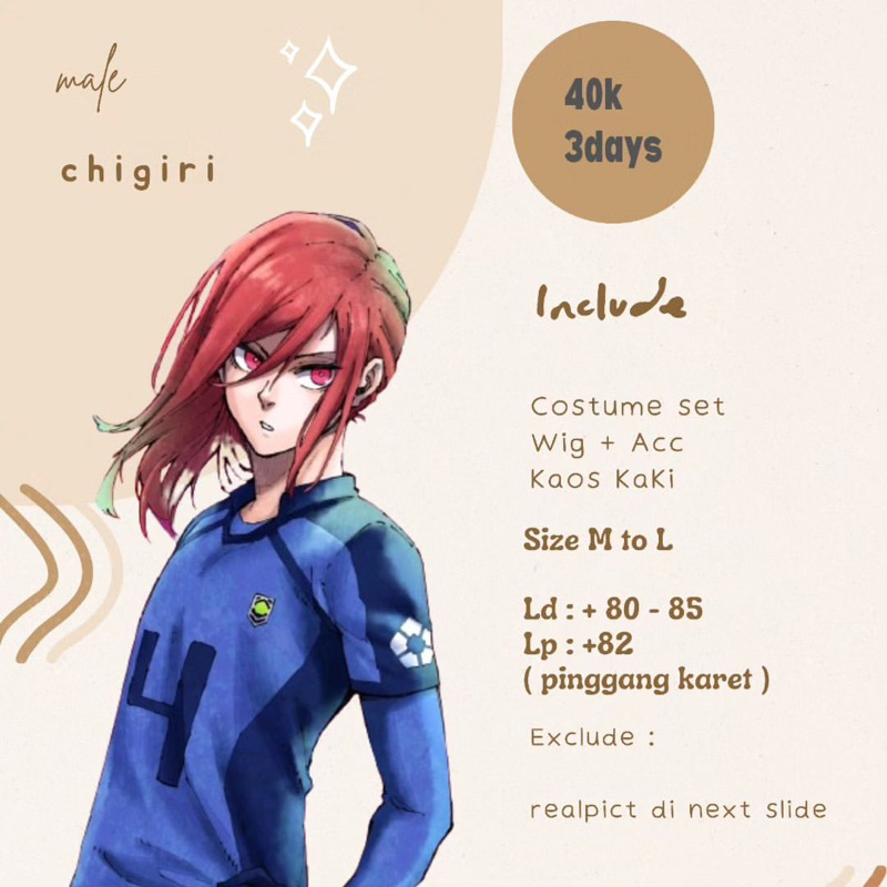 Jual rental costum cosplay chigiri blue lock | Shopee Indonesia