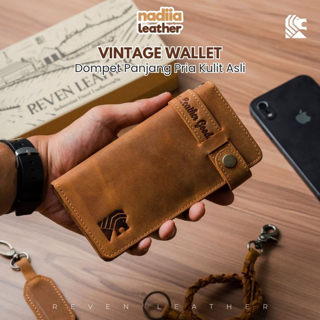 Jual Dompet Pria Panjang Kulit Asli Dompet Kartu Lipat Reven Vintage ...