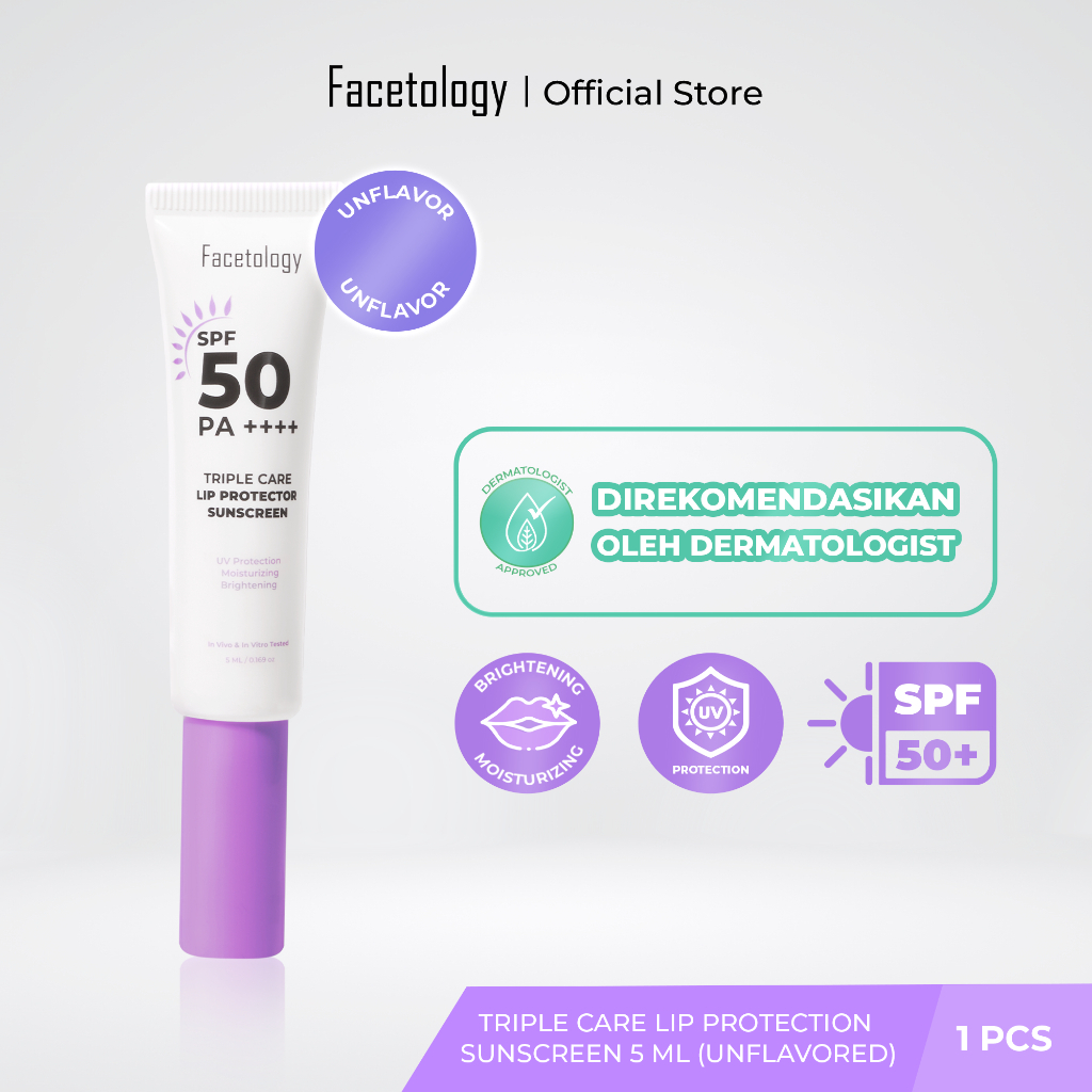 Jual FACETOLOGY Triple Care Lip Protector Sunscreen 5ML | original Flavored strawberry ...