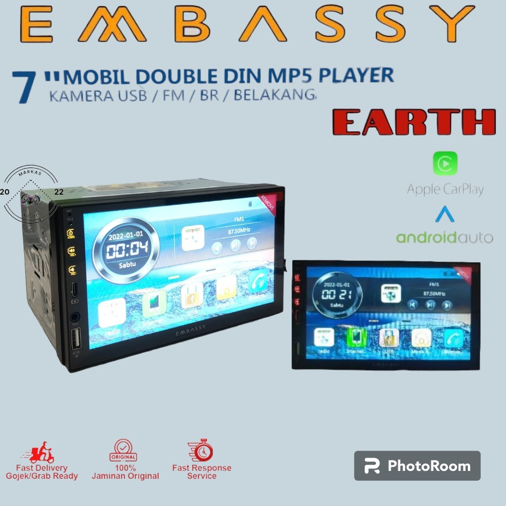 Jual Head Unit Double Din Body Panjang MP5 7 inch MirrorLink EMBASSY ...