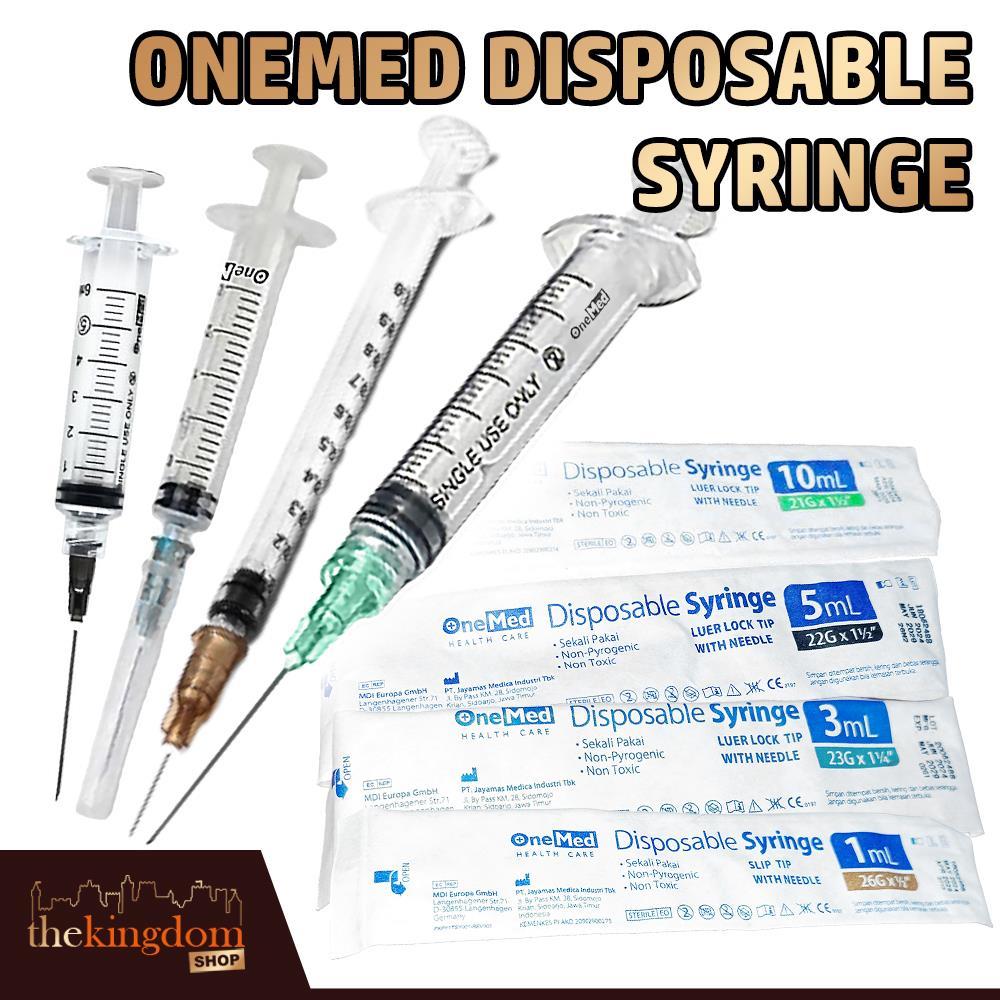 Jual Onemed Disposable Syringe 1ml 3ml 5ml 10ml 1cc 3cc 5cc 10cc 21G ...