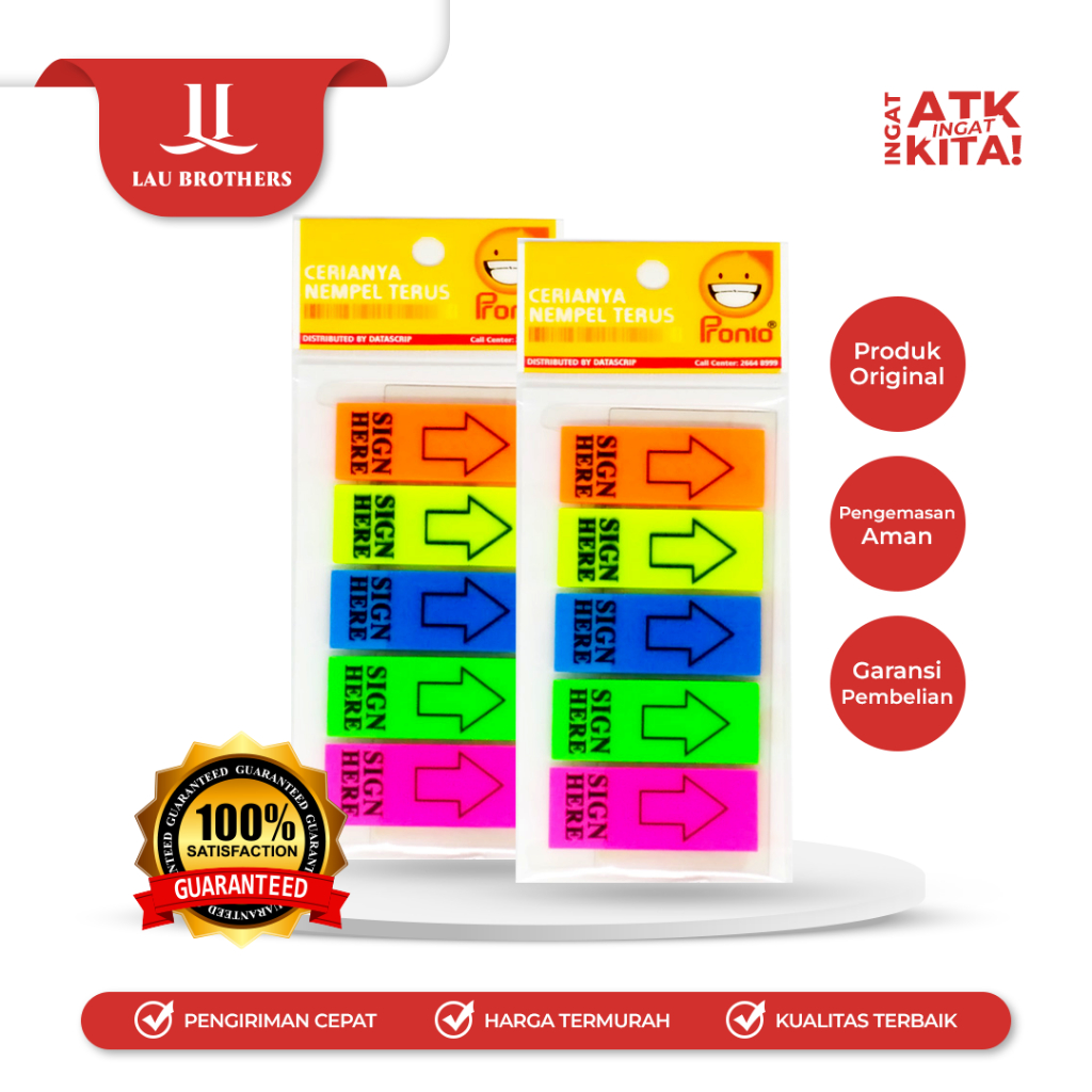 Jual PRONTO STICKY NOTE SIGN HERE (1PAD) | Shopee Indonesia
