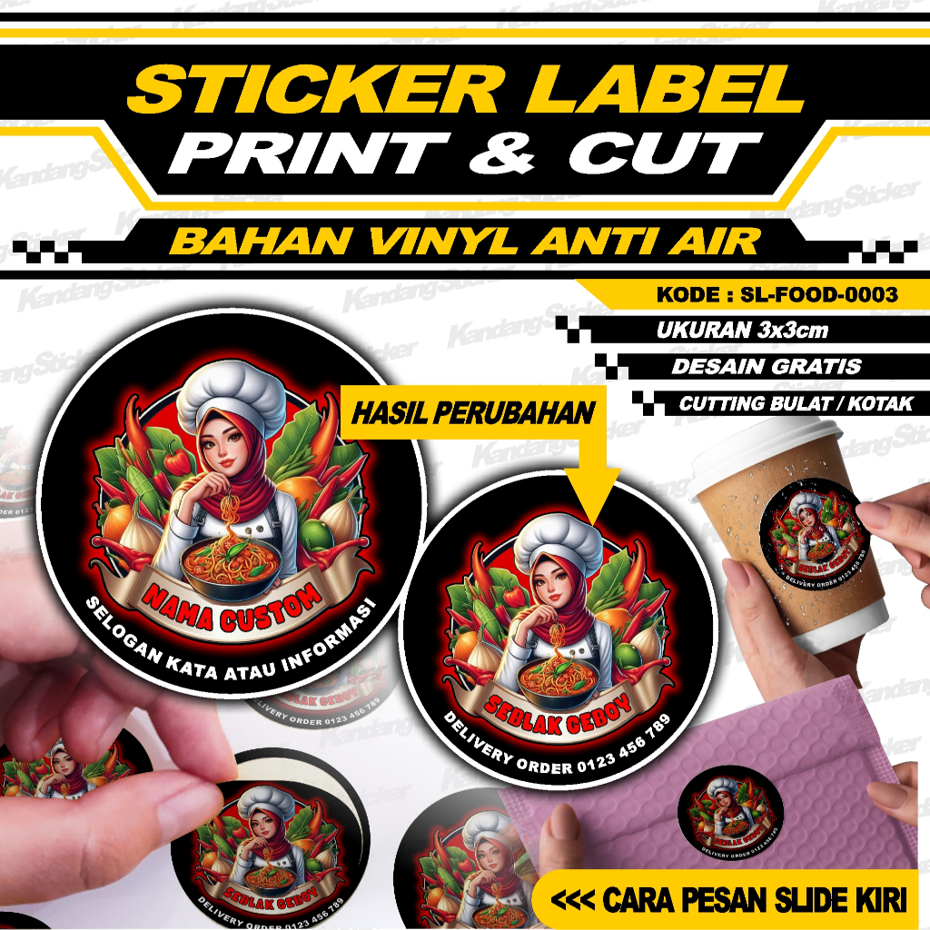 Jual STIKER LABEL CUSTOM NAMA KEMASAN BUNGKUS KULINER MAKANAN FOODS ...