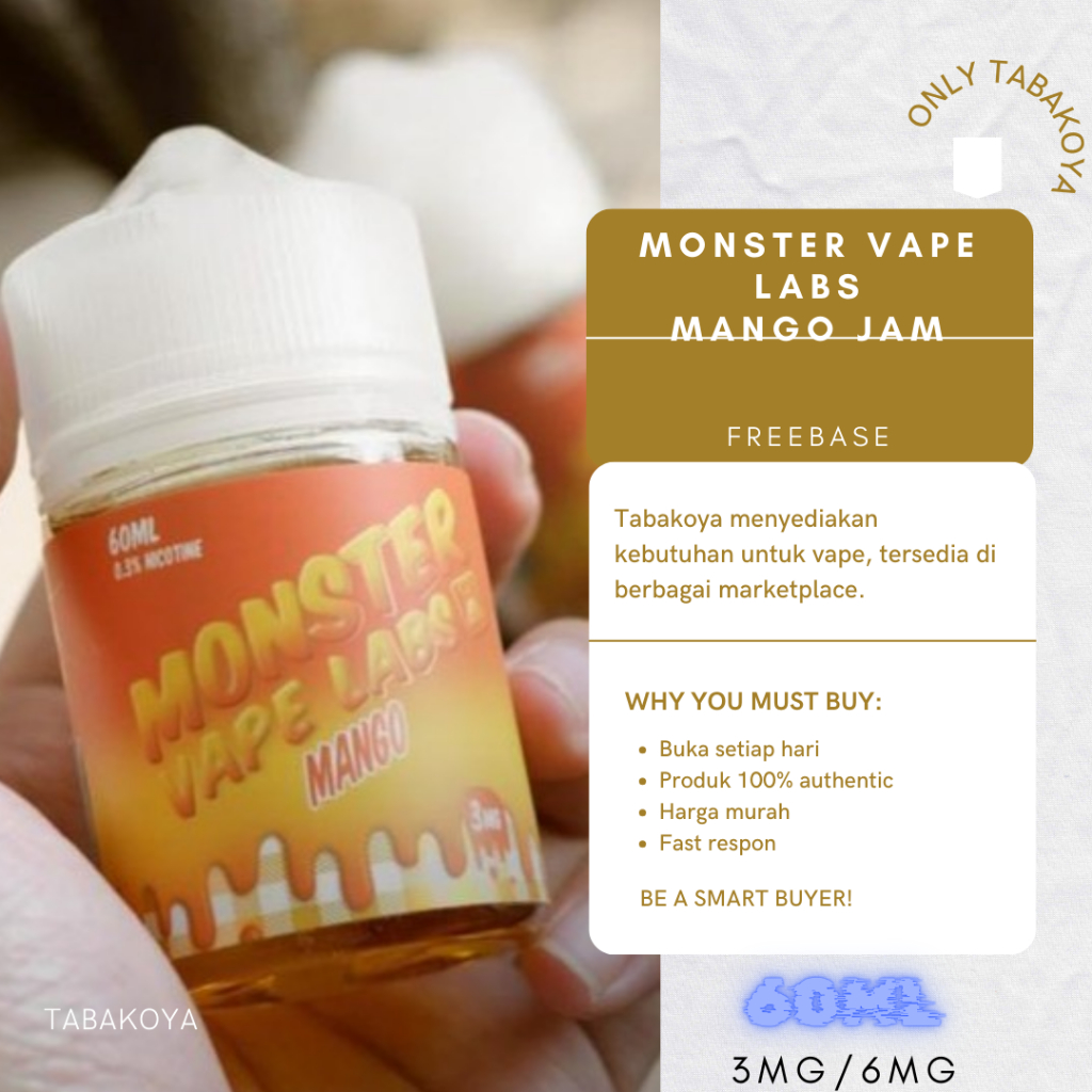 Jual Liquid Monster Vape Labs Mango Jam USA 60ML Freebase by ...