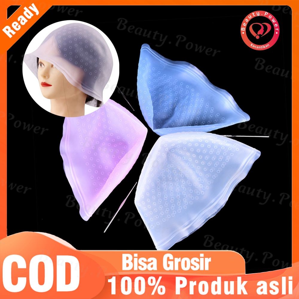 Jual topi semir rambut karet /silicon highlight cat rambut magic cap ...