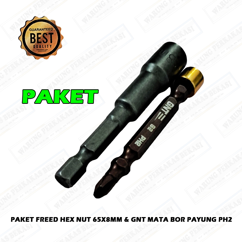 Jual Paket 2Pcs Mata Bor Obeng Sekrup Driver PH2 Payung Dan FREED Mata Sock Roffing Hex Nut Sok ...