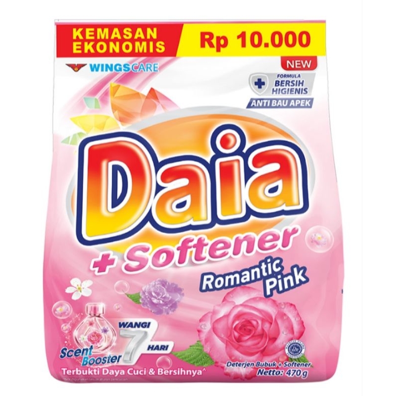Jual Daia detergent Bubuk plus softener pelembut pakaian romantic pink | Shopee Indonesia