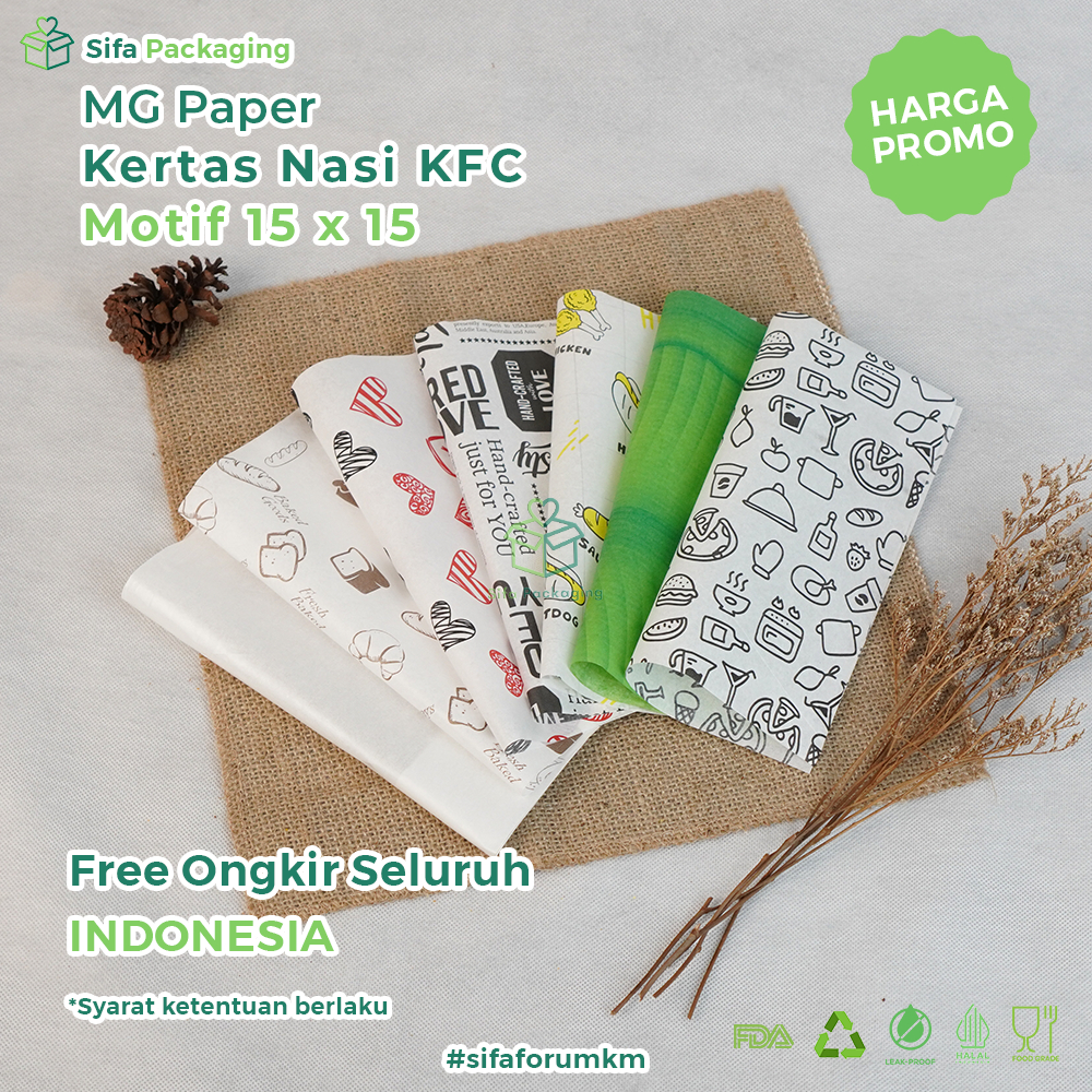Jual Kertas Nasi Motif 15x15 Paper Wrap Isi 100 Pcs Printing Laminasi ...