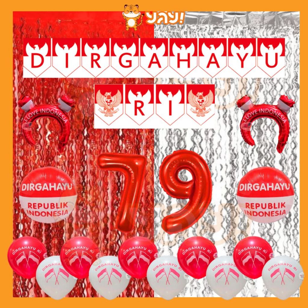 Jual YAY! PAKET SET LENGKAP BALON DIRGAHAYU RI/GARLAND HUT RI 79/BALON ...
