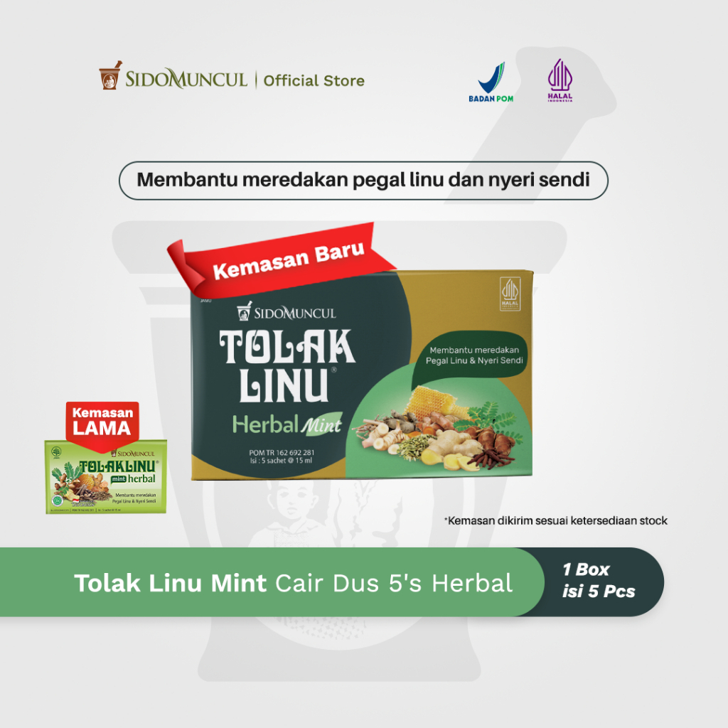 Jual TOLAK LINU Mint 1 Dus 5 Sachets @ 15ml - Herbal Pegal Linu Nyeri ...
