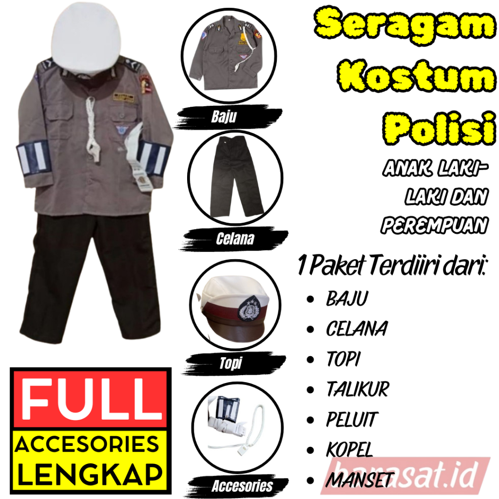 Jual Baju seragam polisi anak Pakaian Pocil Profesi Karnaval Agustusan ...