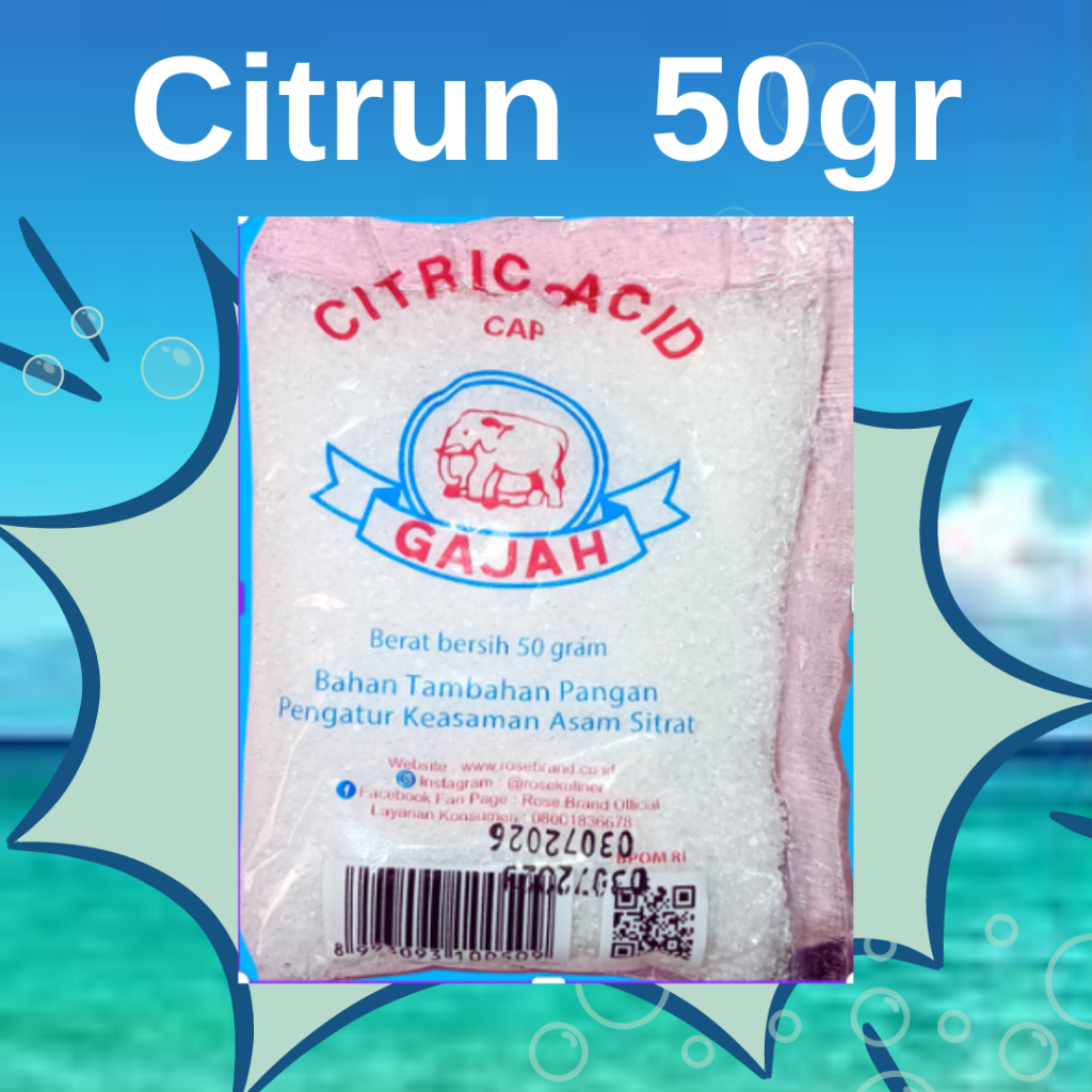 Jual 50Gr Citrun Gajah | Citric Acid | Pembersih Baju, Lantai ...